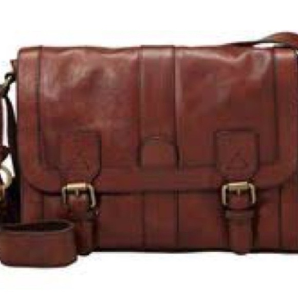 Fossil | Bags | Fossil Estate Leather Messenger Crossbody Bag Brown ...